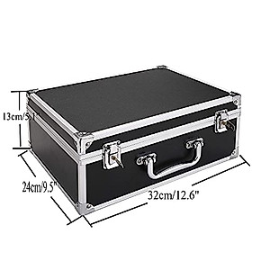 Tattoo Kit Box Case,Tattoo Case Organizer 12.6" x 9.5" x 5.1" W/Lock Tattoo Machine Carrying Case,Aluminum Alloy with Sponge for Tattoo Machine Case (black)