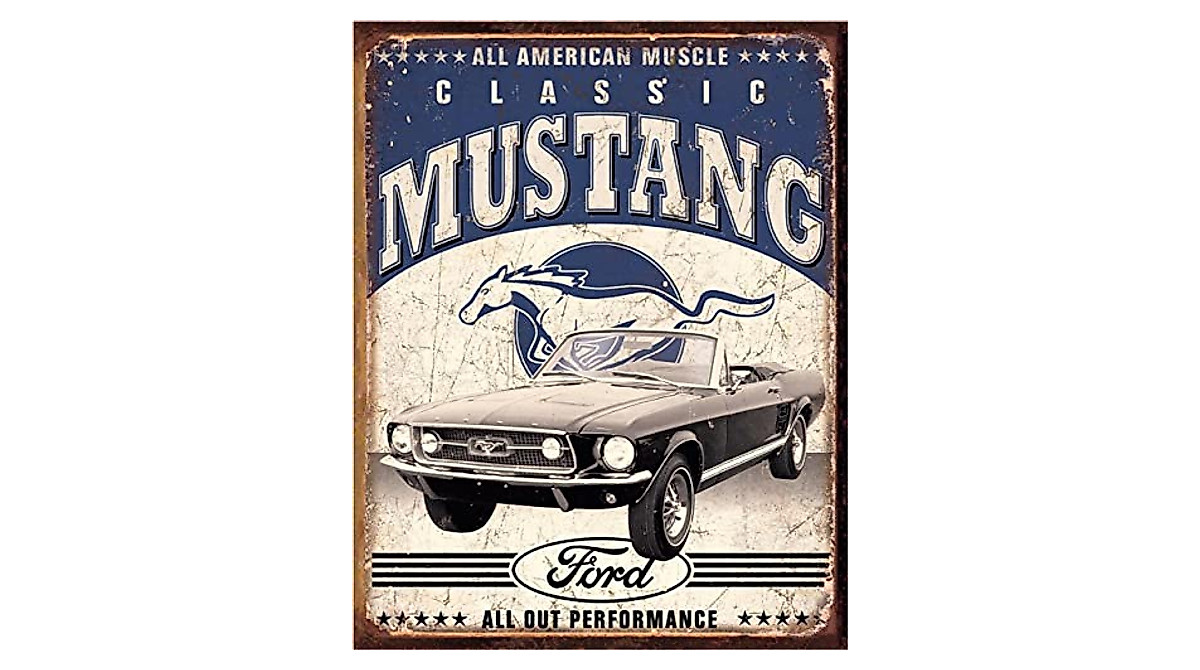 Ford Mustang Vintage Tin Sign – Retro Wall Decor for Car Enthusiasts