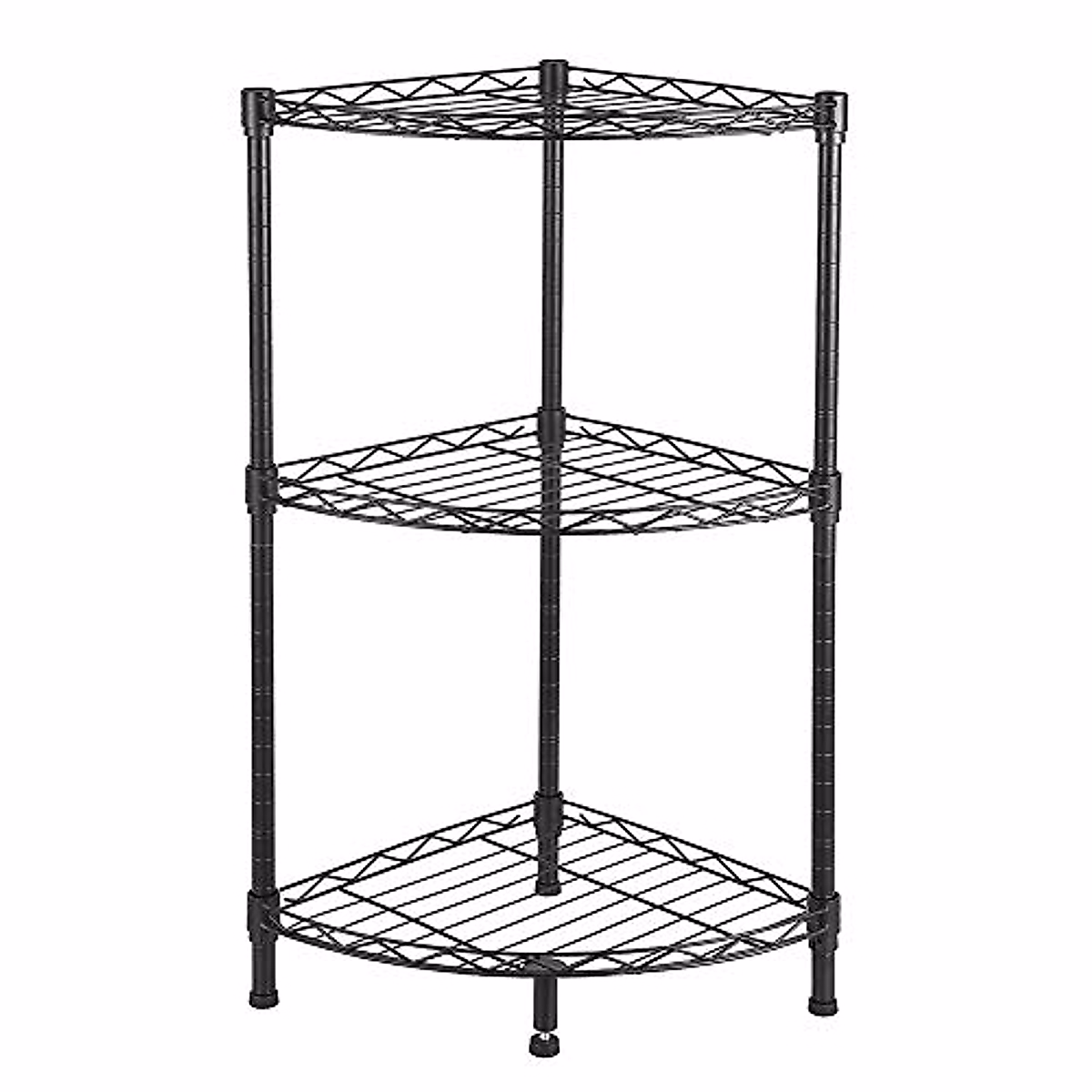 Kcelarec 3 Tier Corner Wire Shelving Unit, Adjustable Wire Rack Shelving, Metal Wire Storage Shelves for Kitchen, Pantry, Laundry, Bathroom, Closet
