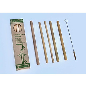 Organic BAMBOO STRAWS 8pack comes with cleaner, and to-go bag, Perfect for water, juices, smoothies, coffee, iced tea.