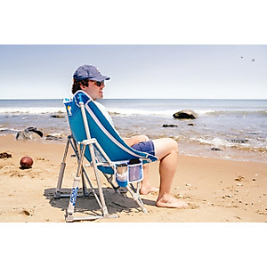 GCI Outdoor Pod Rocker Beach Chair | Collapsible Folding Rocking Chair with Drink Holder & Portable Carry Bag — Saybrook Blue