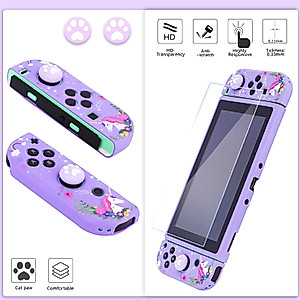 homicozy Cute Unicorn Protection Case for Nintendo Switch,Purple Hard Carrying Case with Soft TPU Protective Cover and Protection Acessories Compatible with Nintendo Switch for Girls
