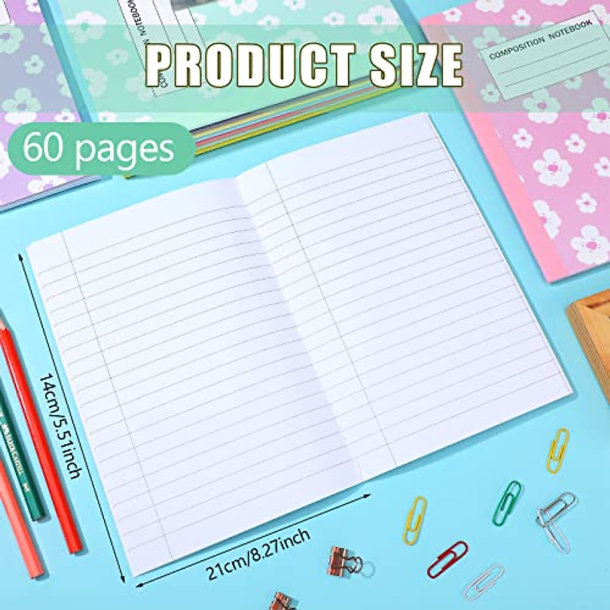 80 Packs Composition Notebook Bulk Wide Ruled Aesthetic Notebook Cute Composition Notebooks 60 Pages Colored A5 Journals For Teen Girls Students School Supplies