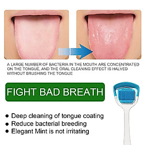 Tongue Scraper Precise Cleaning Brush Kit, Tongue Cleaning Gel with Tongue Brush, Tongue Coating Cleaning Gel Set With Soft Cleaner Brush Tongue Scrubber for Men Women (1 Pack)