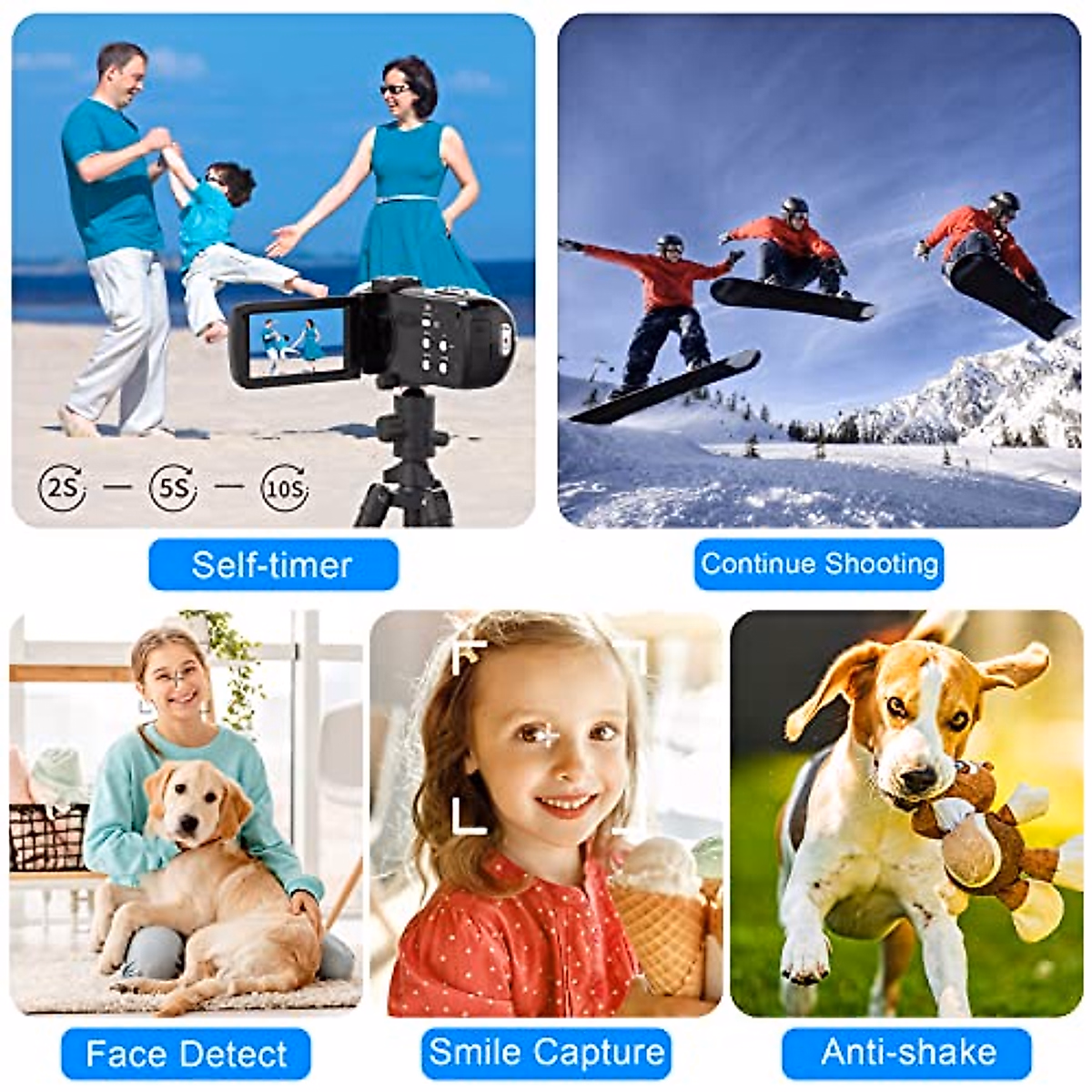 Rawiemy Camcorders Video Camera 4K 48MP Video Recorder Camera with IR Night Vision Vlogging Camera for YouTube Kids Camcorder with 3" Touch Screen,Remote,2 Batteries and 32G SD Card