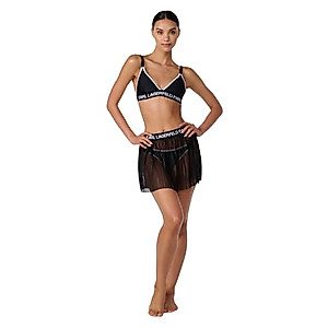 Karl Lagerfeld Paris Women's Standard Swim Bottom Skirt Coverup, Black/White