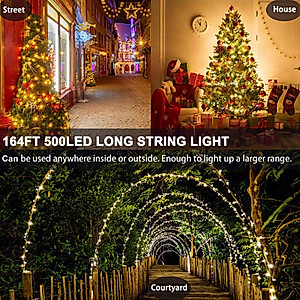 Haynery 500 LED Christmas String Lights Outdoor Indoor with Remote, 164FT Waterproof Extendable Christmas Lights Plug in Twinkle Lights for Christmas Tree Party Garden Decoration, Warm White