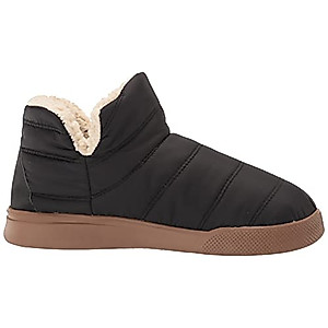 Dearfoams Men's Bryant Nylon Memory Foam Sport Lounge Bootie Slipper, Black, Large