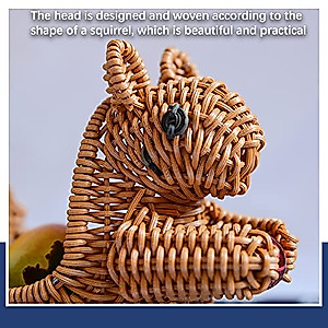 Mokylor Rattan Woven Fruit Basket, Squirrel Shape Woven Wicker Baskets, Creative Weaving Storage Container Vegetable Basket Tray for Laundry, Picnic and Decoration