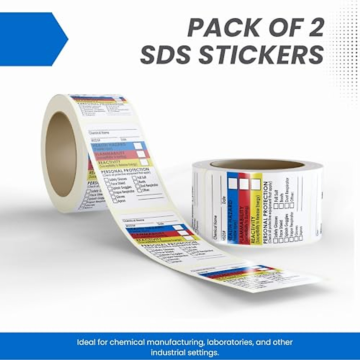 SDS Stickers 500 Stickers - 2 Rolls of 250, 1.5" x 2.5", Right To Know- Chemical Identifying and Marking Sticker Decals
