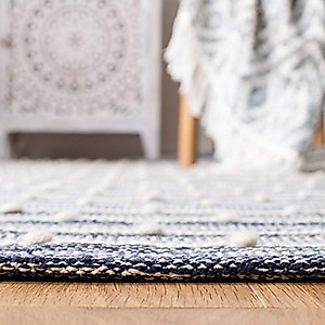 SAFAVIEH Striped Kilim Collection 6' x 9' Navy / Blue STK513N Handmade Flatweave Cotton Area Rug