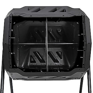 Saturnpower Large Composting Tumbler Dual Chamber Outdoor Garden Rotating Compost Bin Tumbling Composter with Sliding Door (43 Gallon, Black)