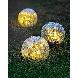 CHU&WHITE 2 Pack Solar Garden Lights Outdoor Waterproof 3.9inch Solar Lights Cracked Glass Ball for Garden Patio Yard Lawn Landscaping Decorative