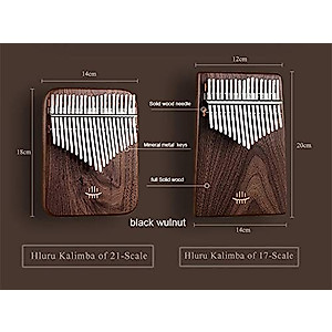 Hluru Kalimba 21 Key | Quality America Dark Walnut Wood Keyboard Thumb Piano | Calimba Musical Instruments | Professional Music Birthday Gifts
