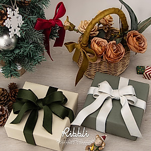 Ribbli Cream White Velvet Ribbon Double Faced 1 Inch 10-Yard Spool White Ribbon Use for Christmas Tree Ornaments Gift Wrapping Wreath Decoration Wedding Boutonnieres