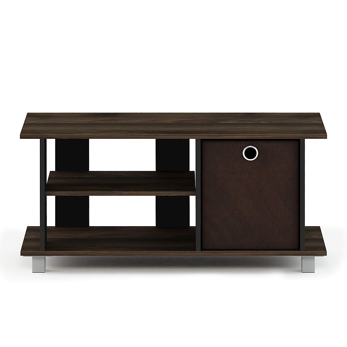 FURINNO Simplistic Entertainment TV Stand with Storage Bin, Columbia Walnut/Dark Brown