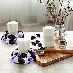 Kesoto 50pcs Black Roses Artificial Flowers Bulk, 1.6 Inch Small Silk Fake Roses Flower Heads for Decoration, Crafts, Wedding Halloween Party Home Decor