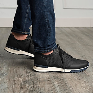 VELEZ 12 Black Mens Business Casual Sneakers + Full Grain Leather Messenger Bag for Men Business Travel Briefcase Computer Laptop Bag