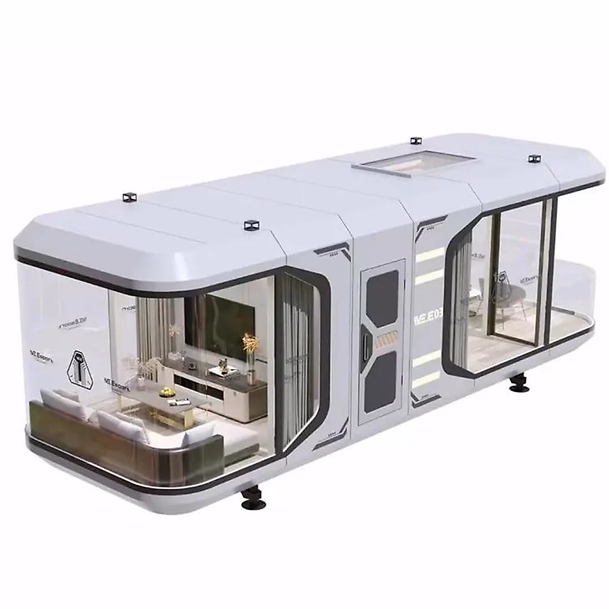 Generic Asaar Smart Luxury Space Capsule House with Bathroom for Hotel, Booth, Office, Guard House, Villa, Workshop - Efficient and Versatile Living Solution, White, asaspcap2