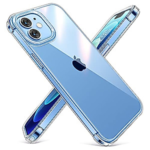CANSHN Clear Protective for iPhone 12 Case/iPhone 12 Pro Case, [Military Drop Protection] [Not Yellowing] Shockproof Cover with Hard Back & Soft TPU Bumpers, Slim Thin Phone Case for iPhone 12/12 Pro