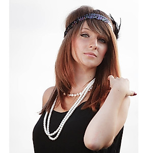 Cryshimmer Long Pearl Necklace for Women Multilayer Cream White Faux Pearl Beaded Strands Necklace