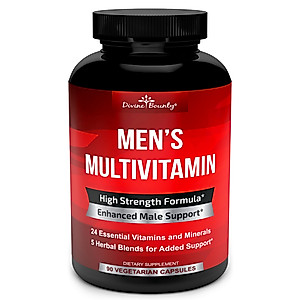 Mens Multivitamin – Daily Multivitamin for Men with Vitamin A C D E K B Complex, Calcium, Magnesium, Selenium, Zinc Plus Heart, Brain, Immune, and Men's Multivitamins – 90 Vegetarian Capsules