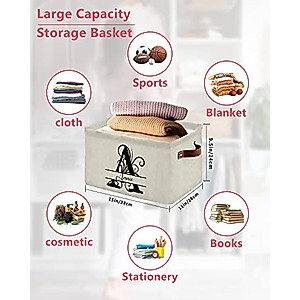 Personalized Gift for Women/Men, Customs Basket with Name Storage Bins for Organizing Shelves, Letter A Collapsible Custom Storage Boxes with Handle, Monogram Words Customized Closet Organizers