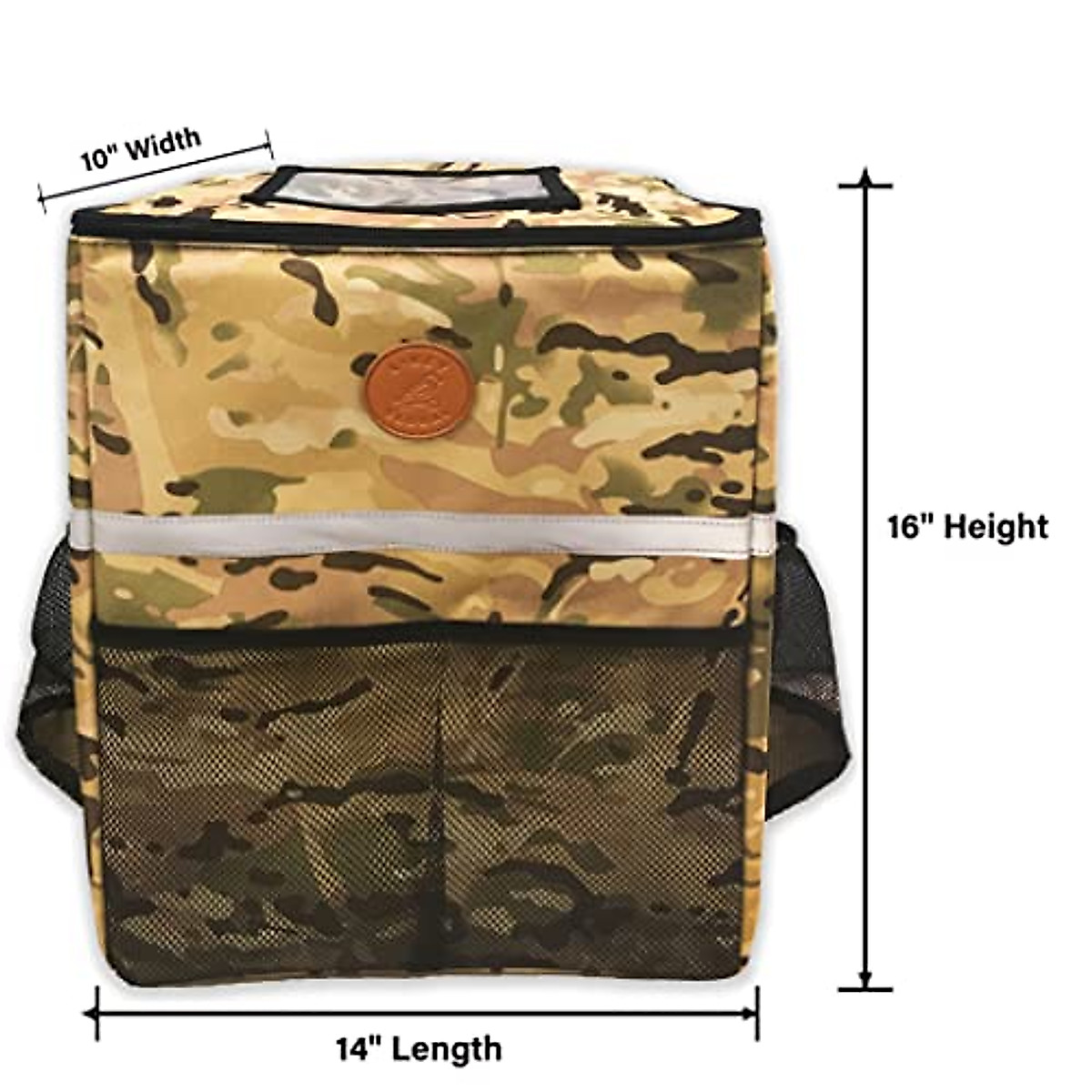 Thermal Insulated Reusable Food Delivery Backpack With Cup Holder and Receipt Pockets, Padded Handles, Ideal for UberEats, Doordash, Postmates, Outdoor use, Groceries(14 x 10 x 16 in - Green Camo)