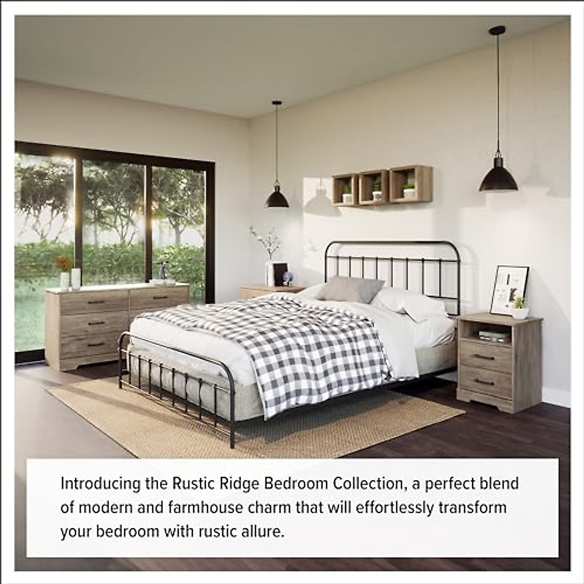 Prepac Rustic Ridge Farmhouse Dresser, Brown Dresser for Bedroom, Chest of Drawers with 5 Drawers 18.5" D x 27.5" W x 43.5" H, DBDR-1605-1