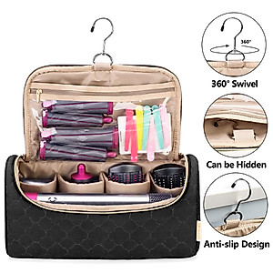 Yarwo Travel Case Compatible for Dyson Airwrap Complete Styler and Attachments, Portable Storage Bag with Hanging Hook for Hair Curler Accessories, Valentines Day Gifts for Her, Black (Patent Design)