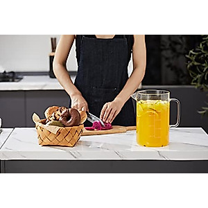 Glass Water Pitcher with Scale Line, Dinner Table Pitcher, Large Serving Carafe for Water, Juice, Sangria, Lemonade, and Milk, Clear Glass Beverage Pitcher (Clear, 85 oz)