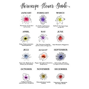 Grifil Zero Birth Month Flower Glass Tumbler, Frosted Glass Tumbler, Bamboo Lid Coffee Cup, Horoscope Birth Month Floral Design, Birthday Flower