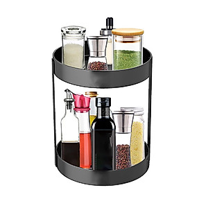2 Tier Lazy Susan, Stainless Steel Turntable, 360 Degree Spice Rack for Kitchen Bathroom Counter Organizer (10.2Inch)