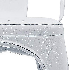 Furmax Metal Chairs Indoor/Outdoor Use Stackable Chic Dining Bistro Cafe Side Chairs Set of 4 (Distressed White)