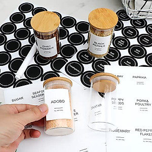 Datttcc 25 Pack Glass Spice Jars with Bamboo Lids-3.3 OZ Spice Jars with Labels and Chalk Marker-Small Food Storage Airtight Canister Sets for Spice Rack, Cabinet, Drawer,Kitchen Pantry Organization
