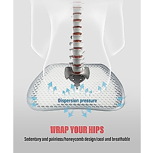 Zlirfy Gel Seat Cushion,Gel Seat Cushion for Long Sitting,Cooling Truck Seat Cushion Breathable Car Seat Cushion,Honeycomb Design Egg Cushion Chair Pad,Seat Cushion for Car,Wheelchair,Home (Black)