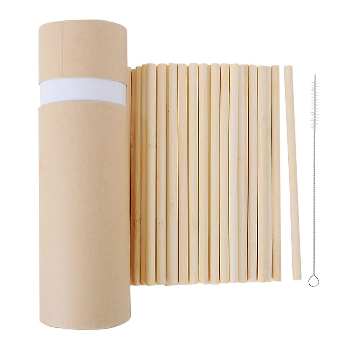 50pcs-100% Natural Bamboo straw Reusable Bamboo Drinking Straws Eco-friendly Biodegradable straws|1pcs Storage Box |1pcs Cleaning Brushes