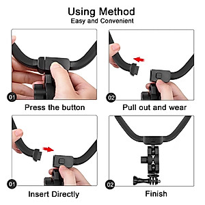 Taisioner POV Neck Mount Necklace Holder Chest Strap for Smartphone GoPro AKASO DJI Action Camera and Smart Phone Video Record Accessories