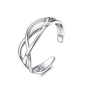 PATISORNA 925 Sterling Silver Toe Rings for Women Adjustable Wrap Open Cuff Ring Hypoallergenic Celtic Knot Vintage Band Rings for Men Ladies Celtic Knot