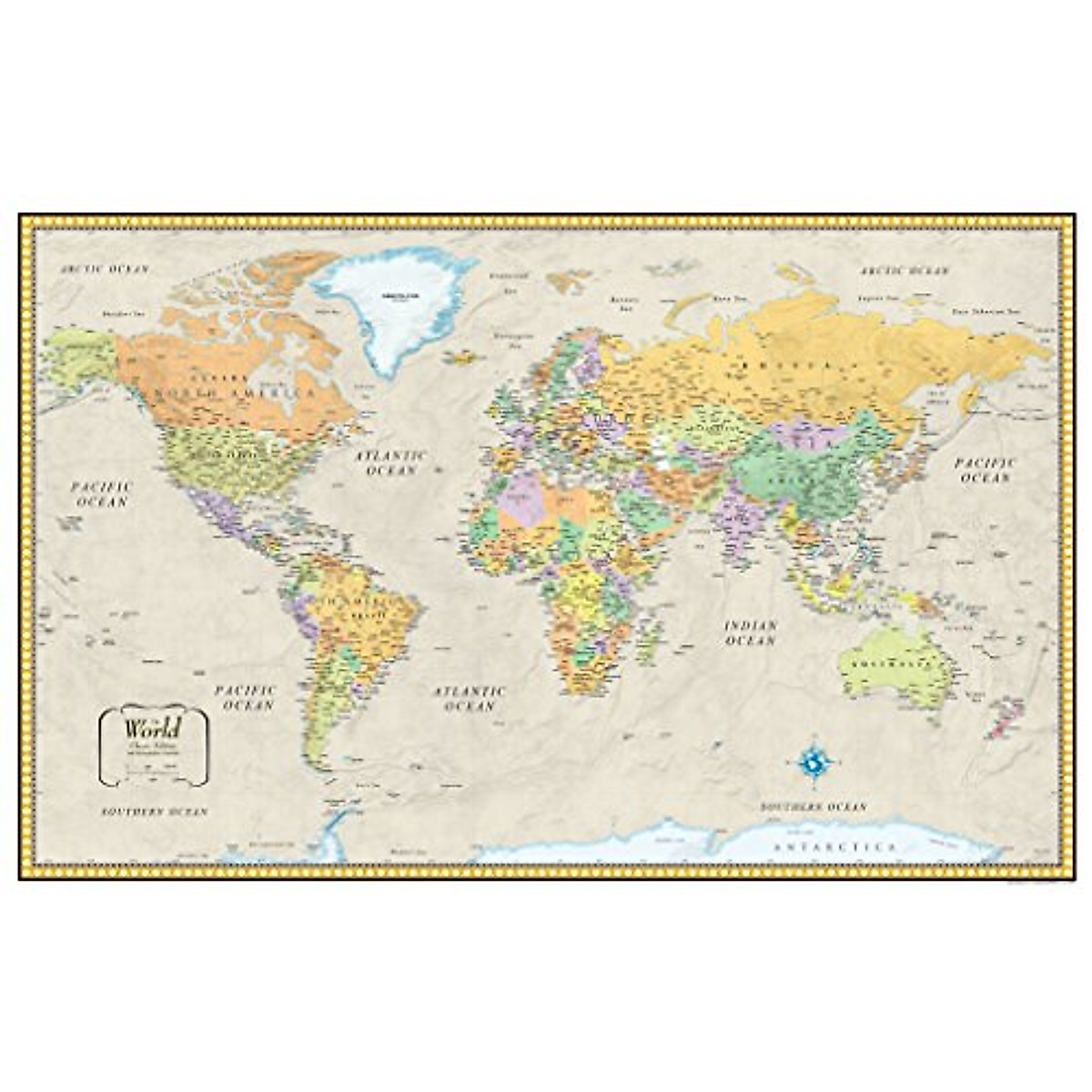 RMC 32" x 50" Classic United States USA and World Wall Map Set (Classic Edition)