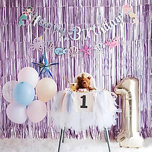 3pcs Tinsel curtain background Photo booth，Birthday, wedding, baby shower, bachelorette, Christmas holiday, graduation, gender reveal, disco party decoration (dazzling-purple)