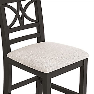Farmhouse Counter Height 6-Piece Dining Set, Heavy Solid Wood Kitchen Dining Room Table Set, 60 in Triangular Design Bar Table with Storage Shelf, Bench and 4 Chairs with Soft Cushion (Espresso)