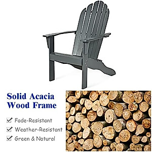 WYFDP Outdoor Chairs Solid Wood Patio Garden Terrace Furniture Grey