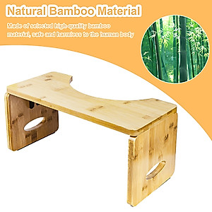7.5 Inches Bamboo Toilet Stool for Bathroom, Collapsible Poop Stool,Thickened Booster Stool for Adults and Kids(Natural Color)
