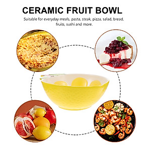 VOSAREA Cereal Container practical small glass bowls ceramic fruit salad bowl storage bowl lemon shape dessert chocolate pasta bowls ice cream pho bowls bowl ceramic bowl (yellow) Plates