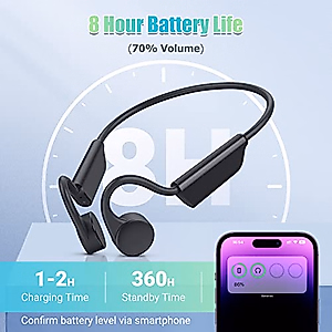 NUTRIG Bone Conduction Headphones, Open Ear Headphones Bluetooth 5.3 Wireless Headset with Mic, Sweat Resistant Earphones for Sports, Driving, Workouts