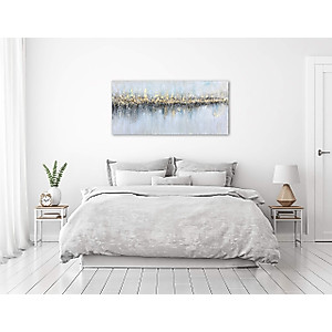 "Glowing from Afar" Oil Painting Prints on Wrapped Canvas, Wall Art Decoration for Office Living Room Bedroom, 47x23.5 inch