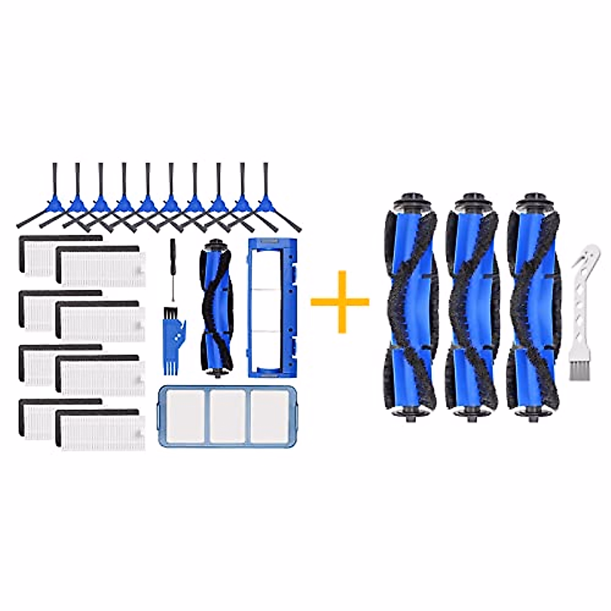 Replacement Parts Compatible with Eufy RoboVac 11S, 15C, 30, 30C, 12, 35C Vacuum Filters, 4 Pack Rolling Brushes, 10 Side Brushes, 8 Filter, 1 Pre Filter, 1 Roller Brush Guard