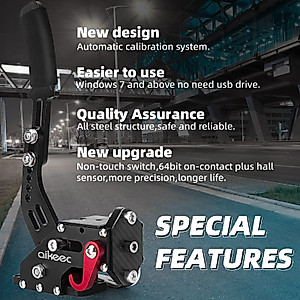 aikeec 64 Bit USB Handbrake with Clamp for PC Windows Sim Racing Games G25 G27 G29 T500 FANATECOSW Dirt Rally with Handle Grip