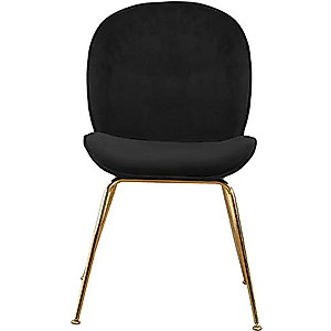 Meridian Furniture Paris Collection Modern | Contemporary Velvet Upholstered Dining Chair with Polished Gold Metal Legs, Set of 2, 19.5" W x 25" D x 34.5" H,